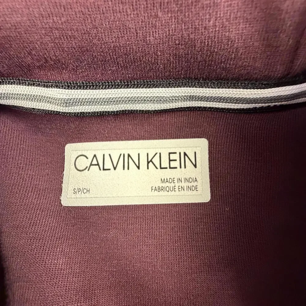 Calvin Klein | Shirts | Calvin Klein Mens Maroon Hoodie With Logo Tape ...